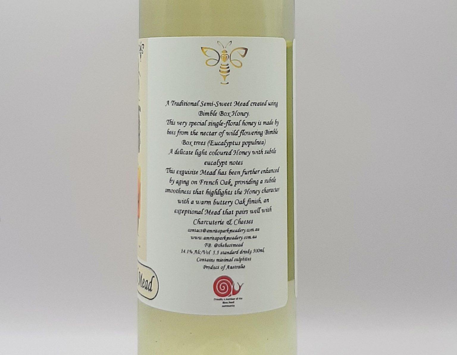 Bimble Box Semi-Sweet Traditional Honey Mead - Amrita Park Meadery